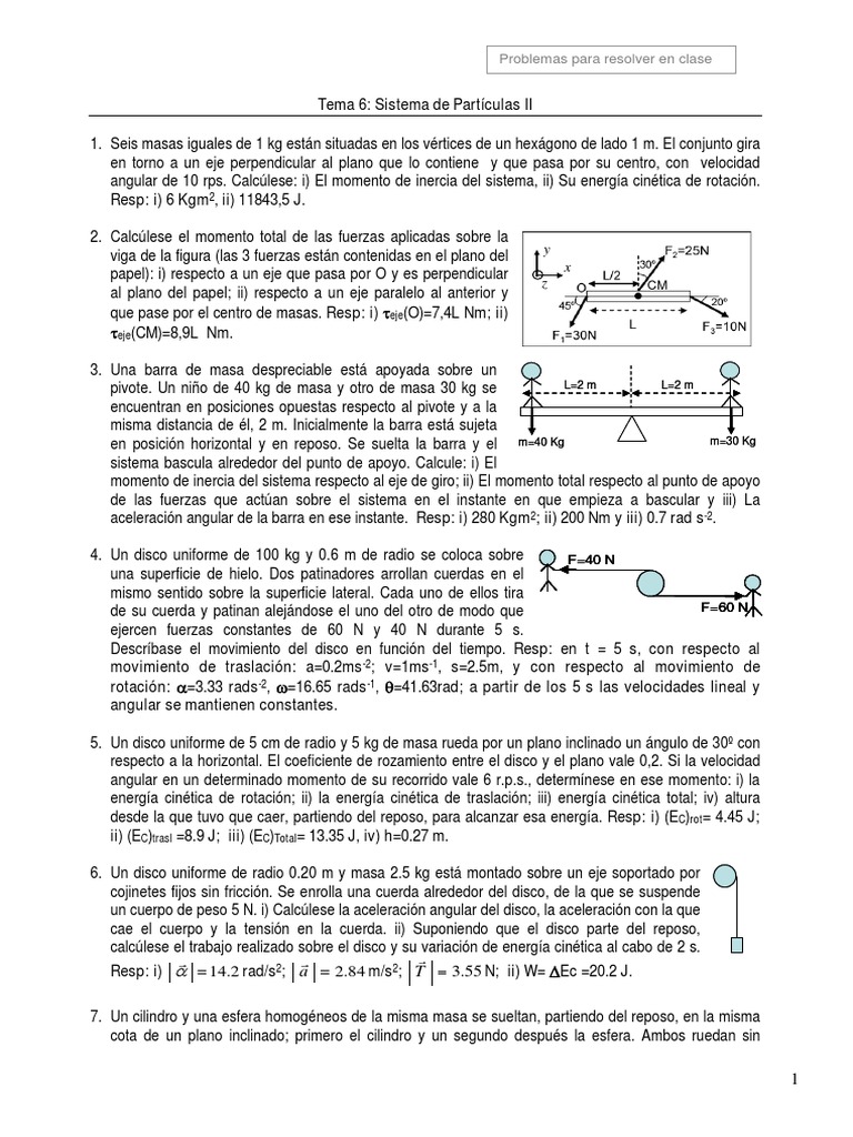 Prob Tema6-SistII Enunciados | PDF | Masa | Fricción