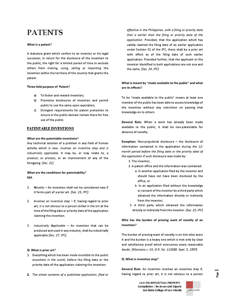 Patents: Johnicalia | PDF | Patent Application | Glossary Of Patent Law Terms