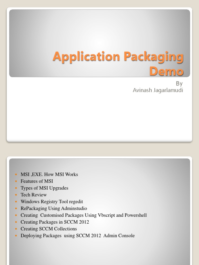 Application Packaging Demo: by Avinash Jagarlamudi | PDF | Windows Registry | Installation ...