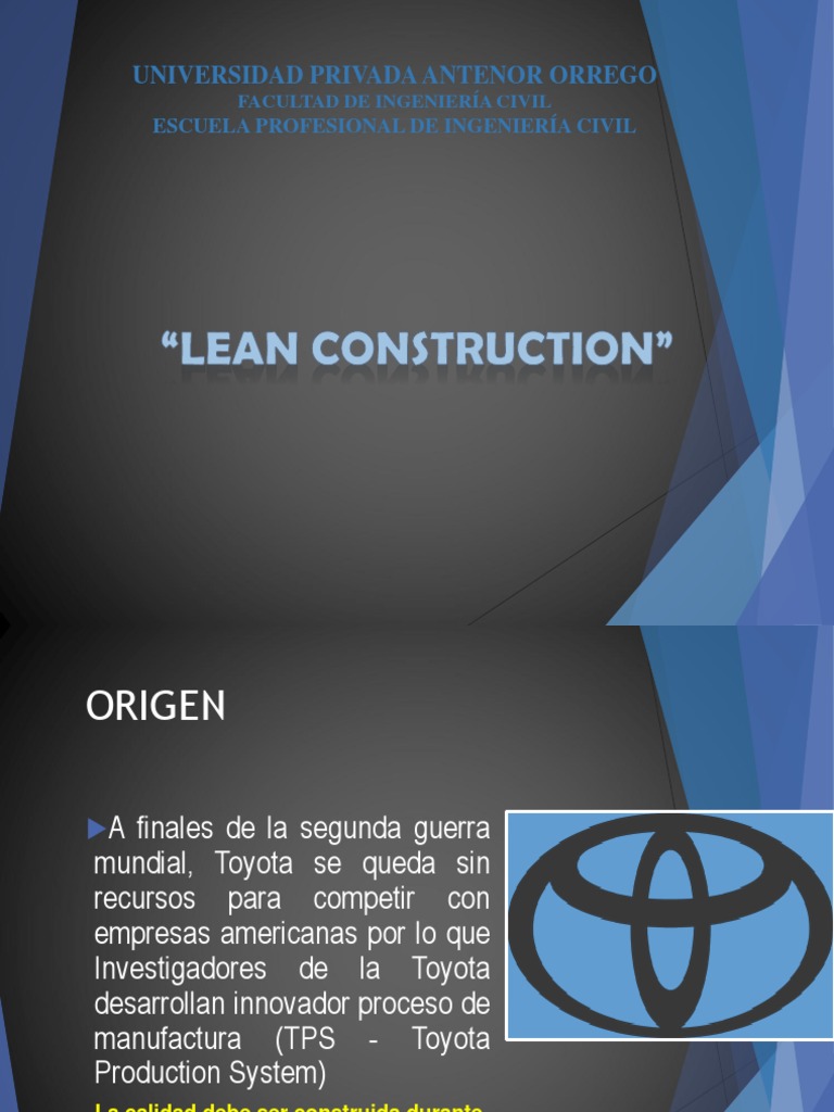 Lean Construction Presentacion | PDF | Lean Manufacturing | Calidad (comercial)