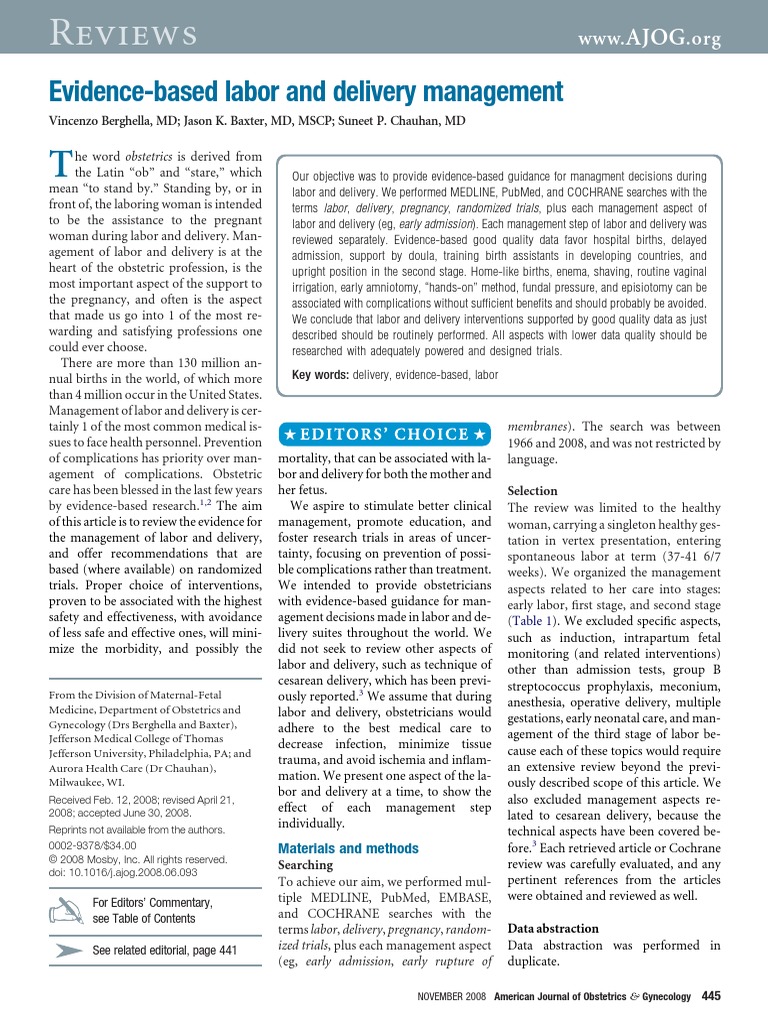 Evidence-Based Labor and Delivery Management PDF | PDF | Childbirth ...