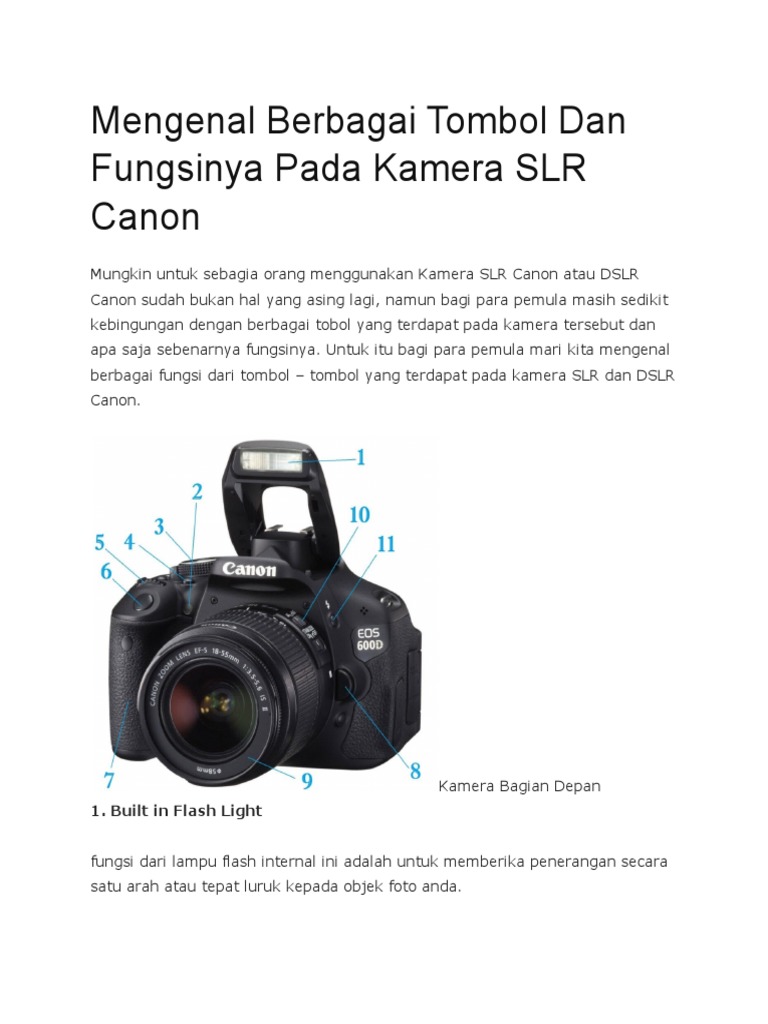 Mengenal Berbagai Tombol Dan Fungsinya Pada Kamera SLR Canon | PDF