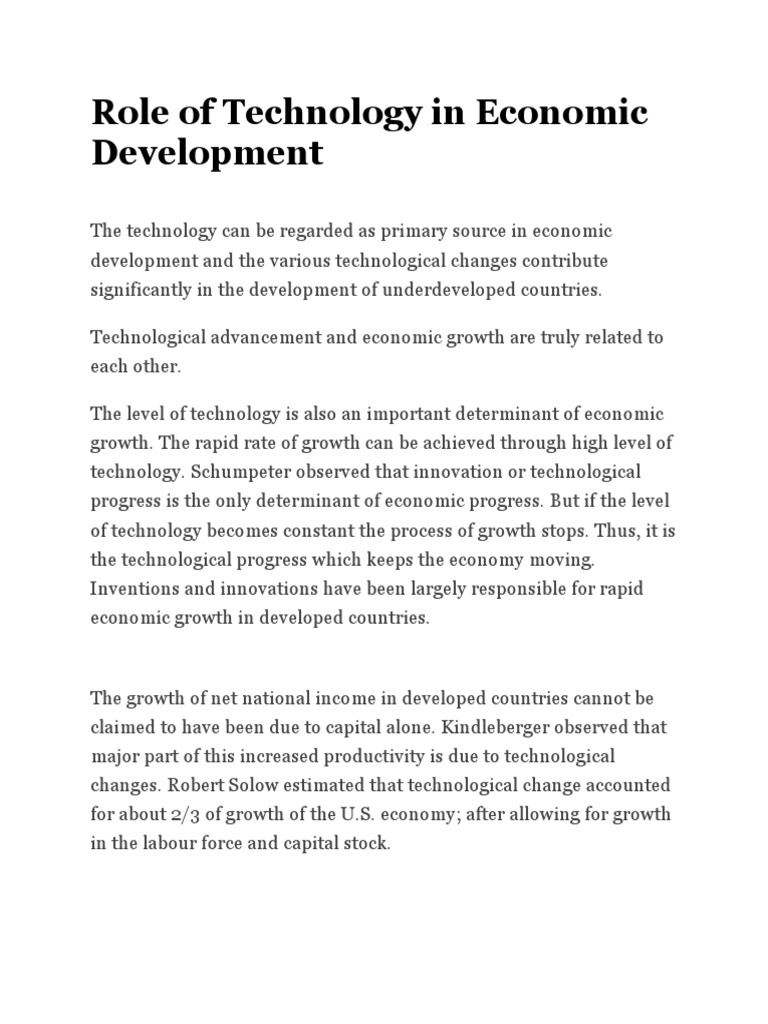Technology's Role in Economic Growth | PDF | Production Function ...