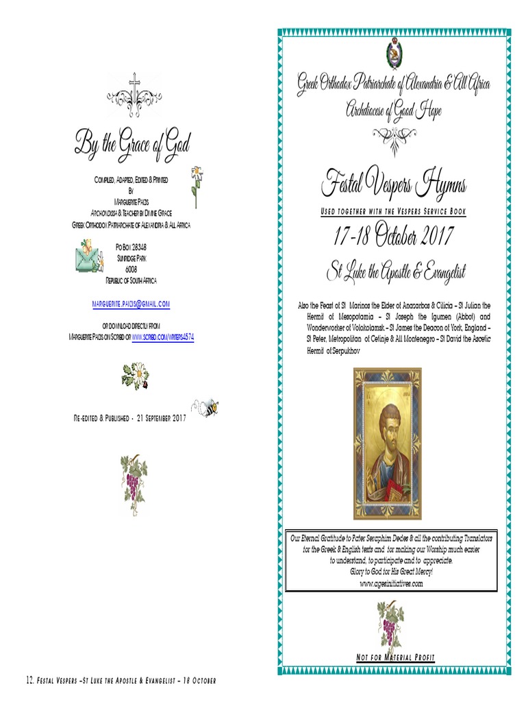 2017 17 18 Oct Vespers ST Luke Apostle Evangelist | Download Free PDF ... 2017 17 18 Oct Vespers ST Luke Apostle Evangelist | Download Free PDF ...