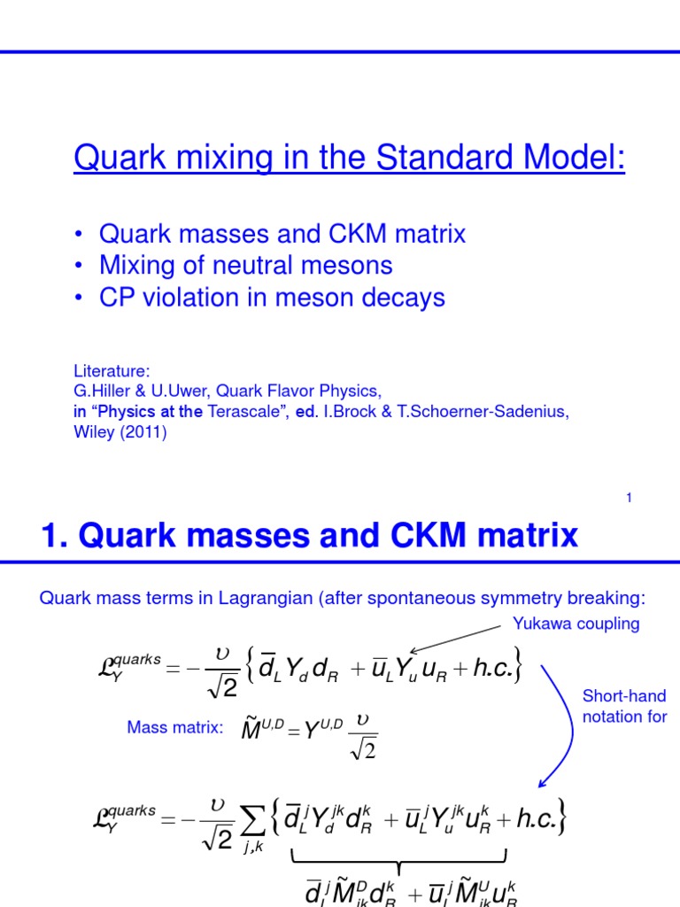 Quark Mixing in The Standard Model | PDF | Quantum Chromodynamics ...
