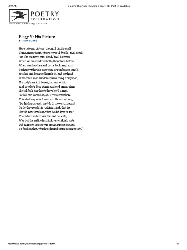 Elegy - His Picture, by John Donne PDF | PDF