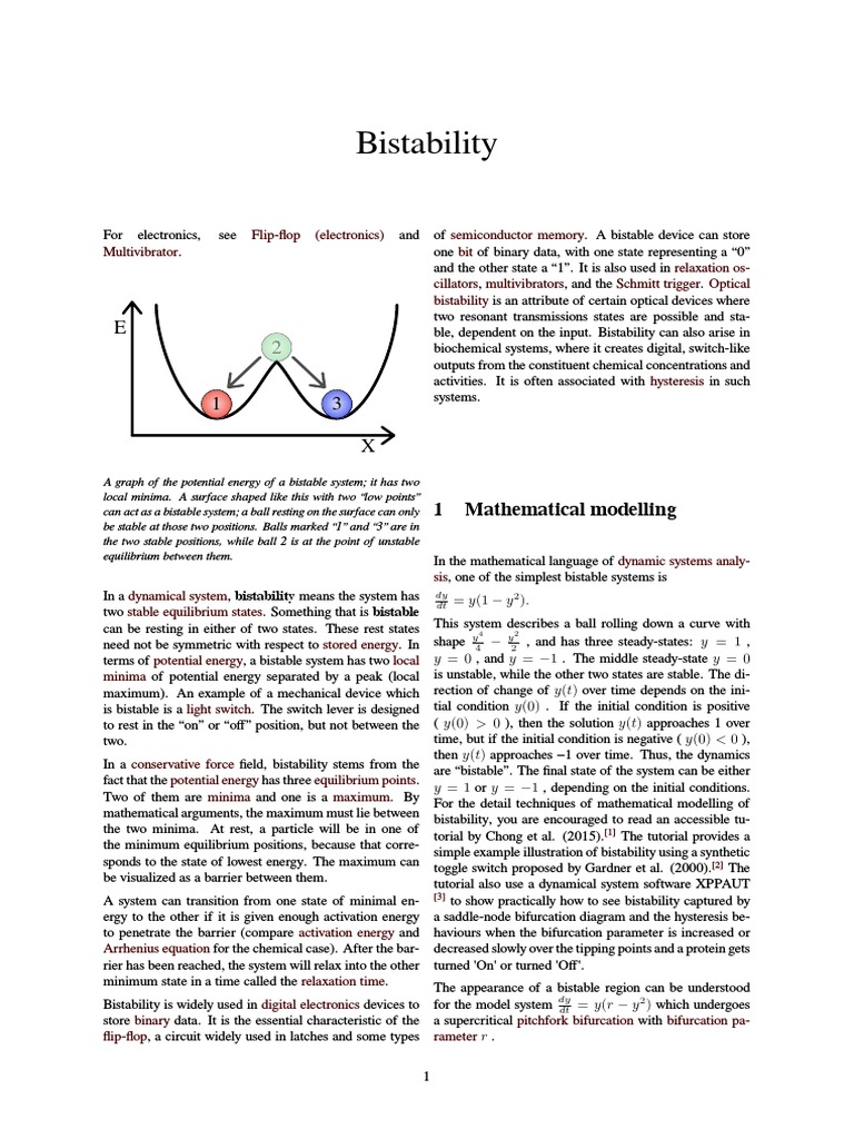 Bistability: 1 Mathematical Modelling | PDF | Science | Biology