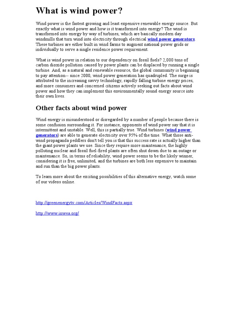 Wind Energy | PDF | Home & Garden | Science & Mathematics