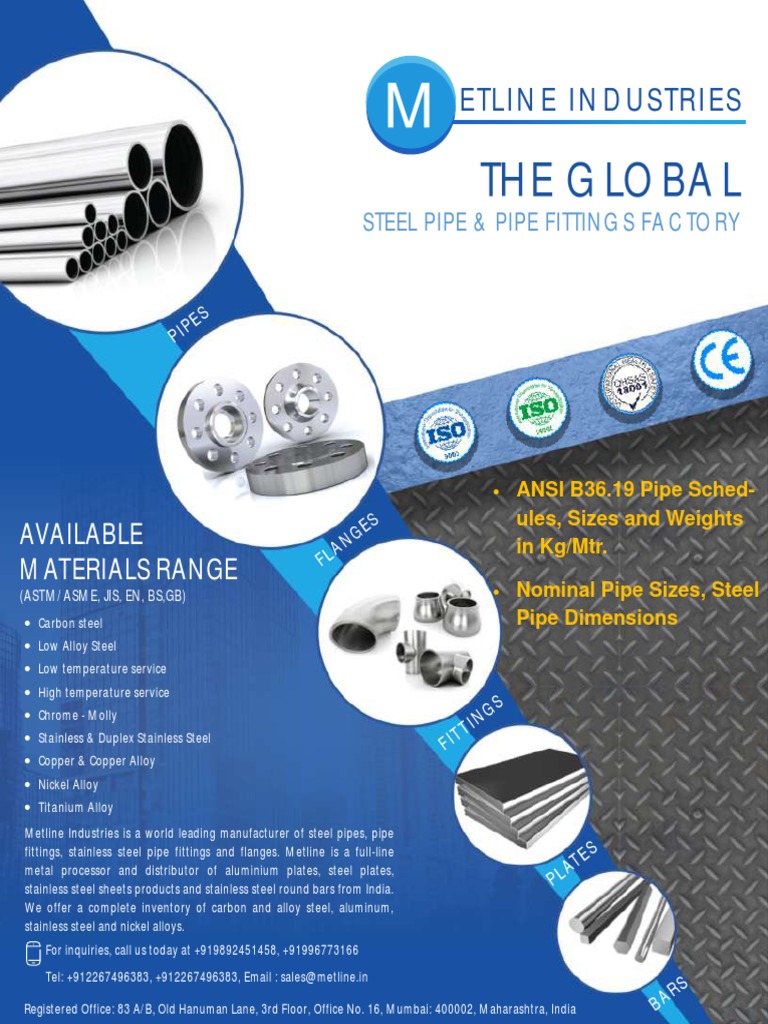 ASME B36.19 Pipe Size and Weight Chart | PDF | Pipe (Fluid Conveyance ...