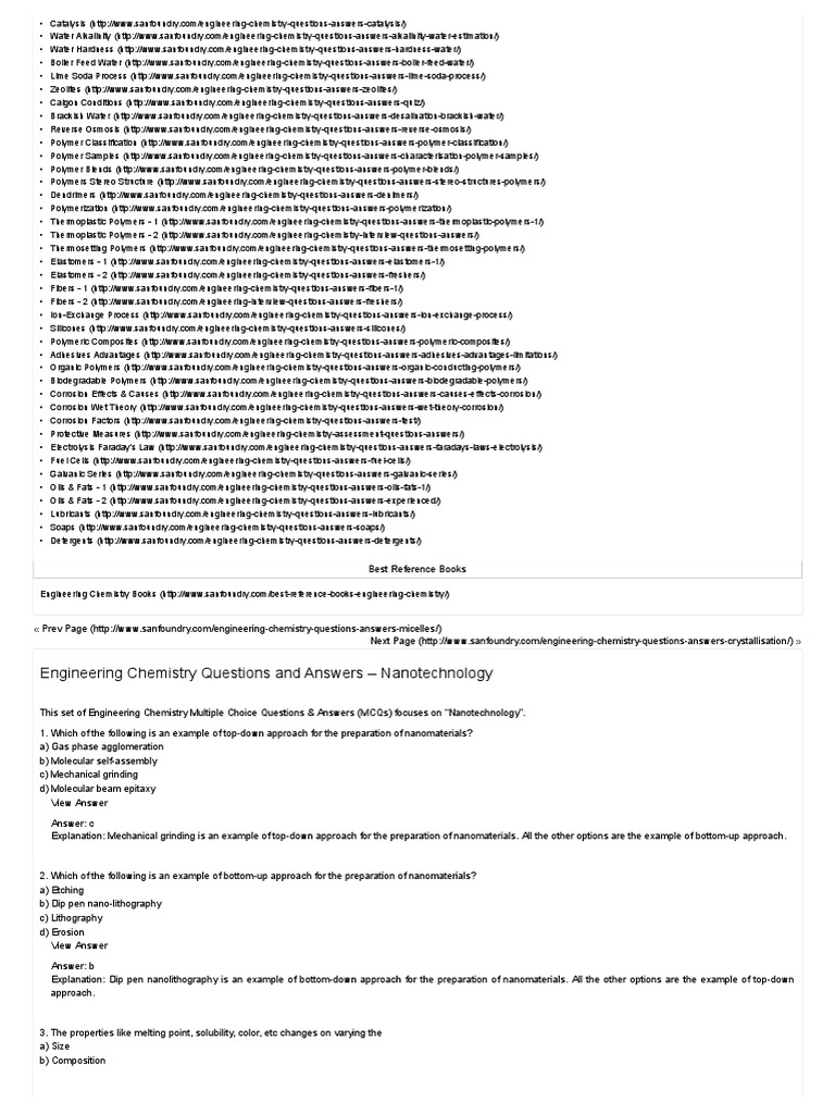 Nanotechnology - Engineering Chemistry Questions and Answers ...