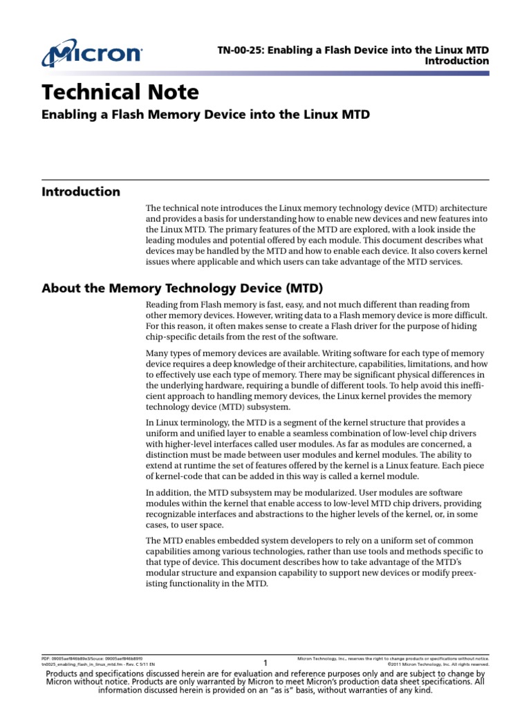 Tn0025 Enabling Flash in Linux MTD | PDF | Device Driver | Kernel ...