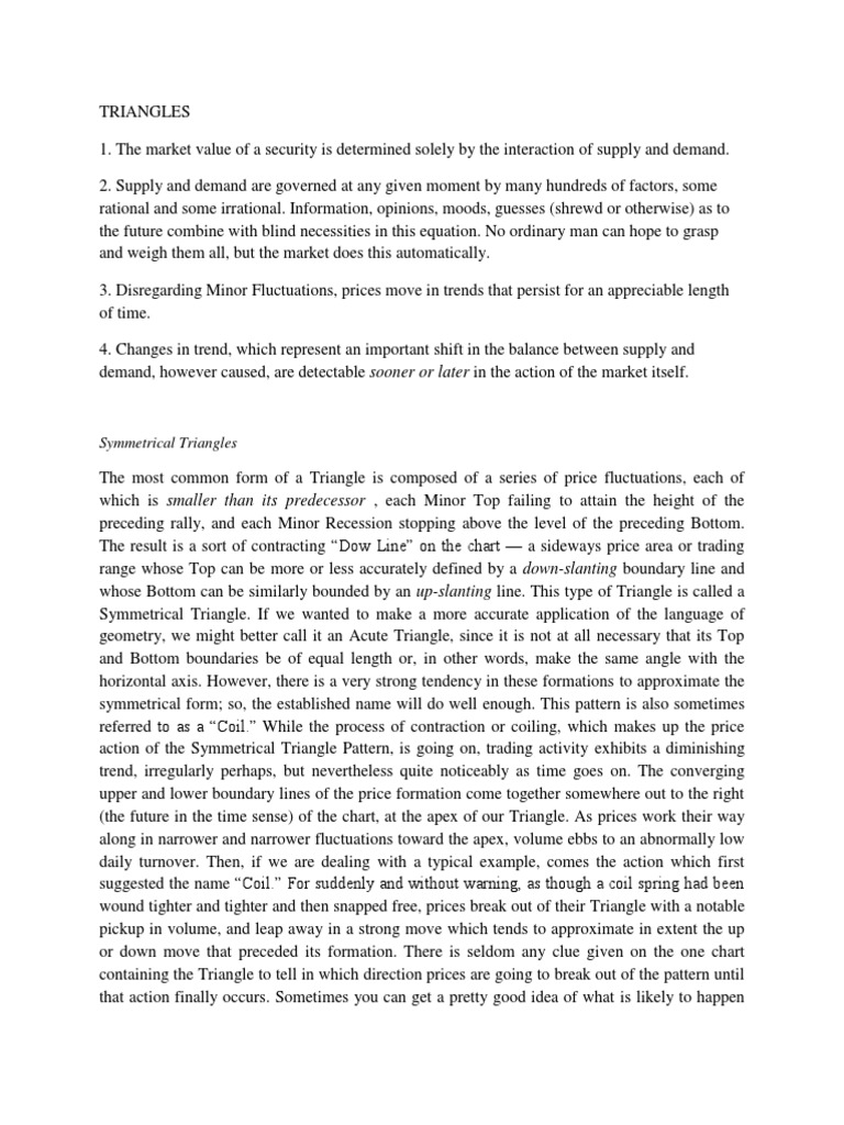 TRIANGLES - Supply and Demand Form Symmetrical Patterns | PDF ...