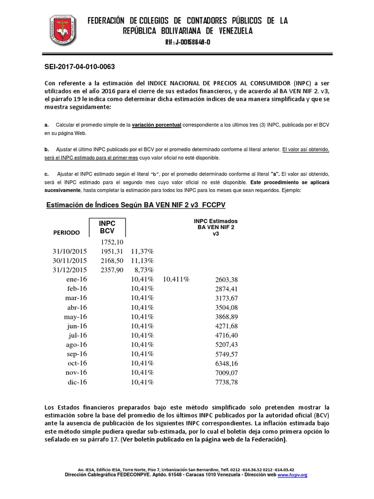 Ajuste Inpc 2016 Seg CPC Ba-Ven Niif 2 | PDF | Índice de precios al ...
