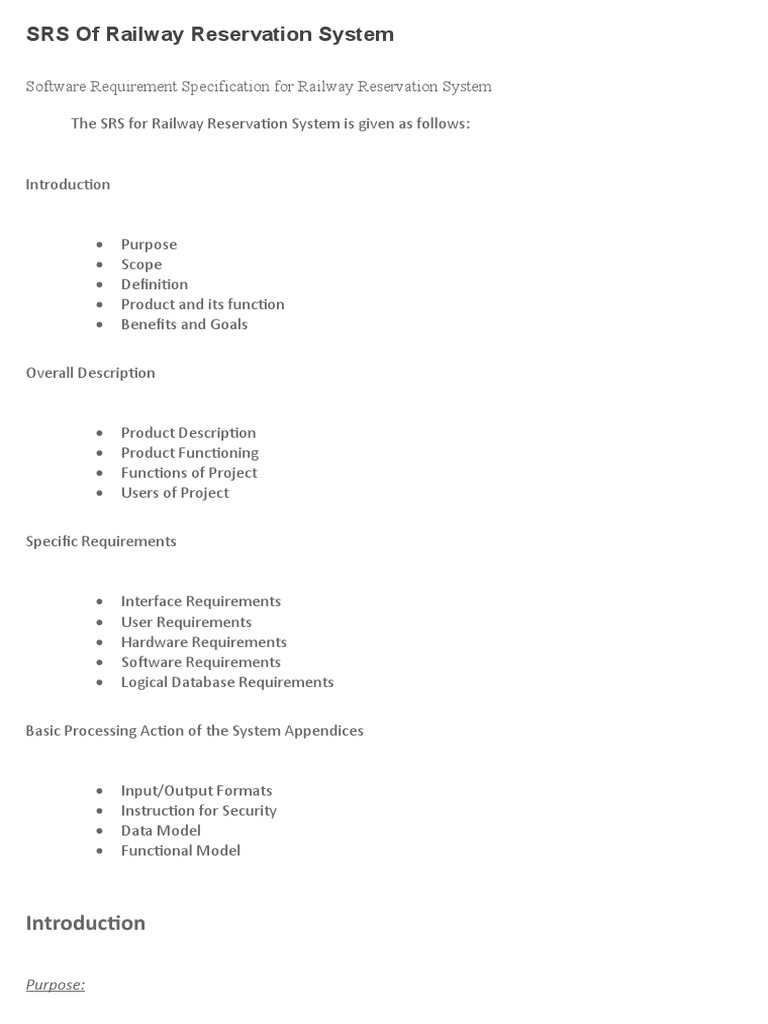 SRS of Railway Reservation System - NG Answers | PDF | Databases | Password