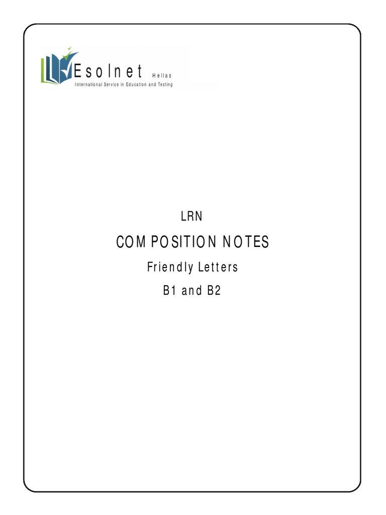 Composition Notes Friendly Letter B1 and B2 Esolnet Hellas | PDF ...