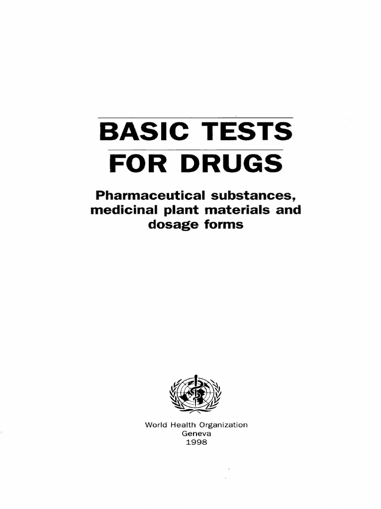 Basic Tests For Drugs - Pharmaceutical Substances, Medicinal Plant ...