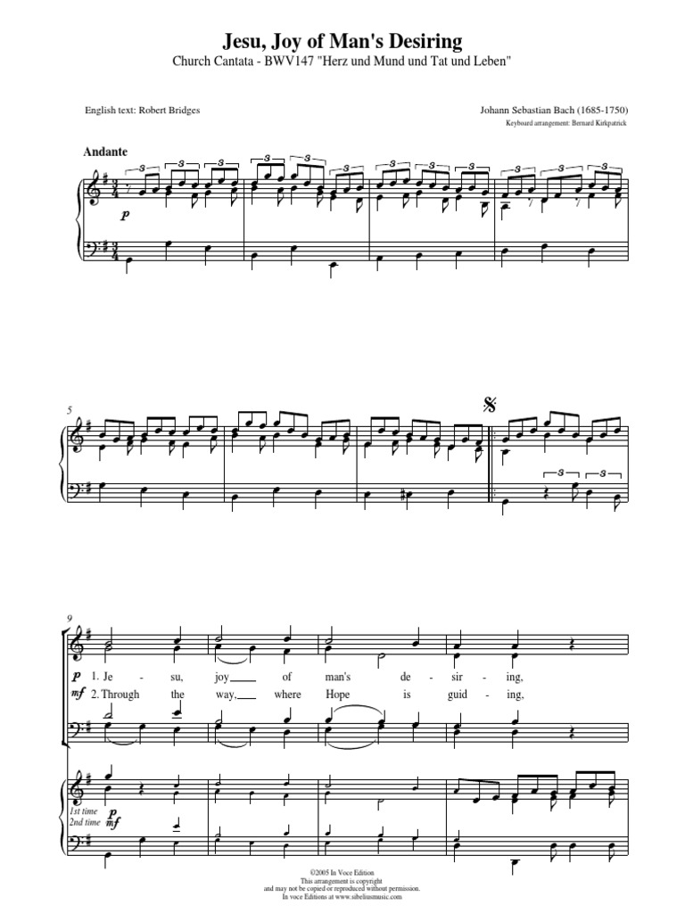 Jesu, Joy of Mans Desiring | PDF | Compositions | Musical Forms