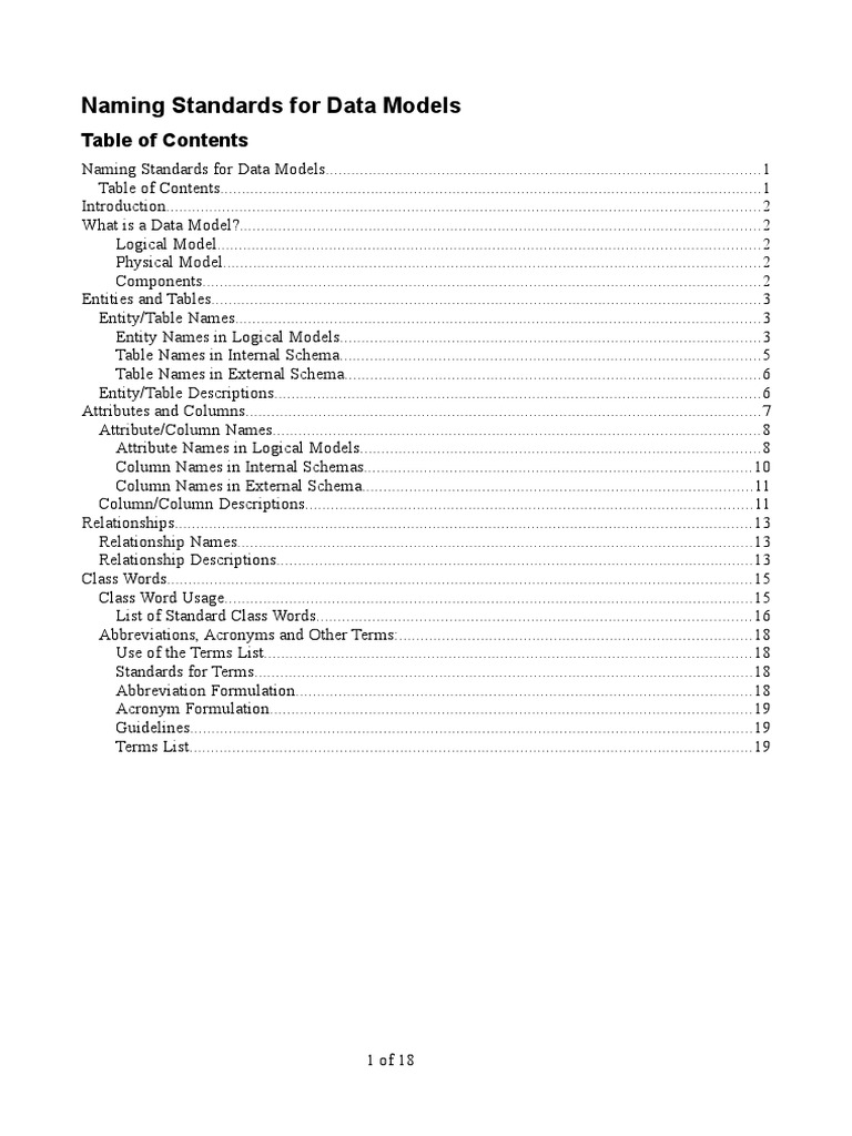 Data Model Naming Standards | PDF | Conceptual Model | Data Model