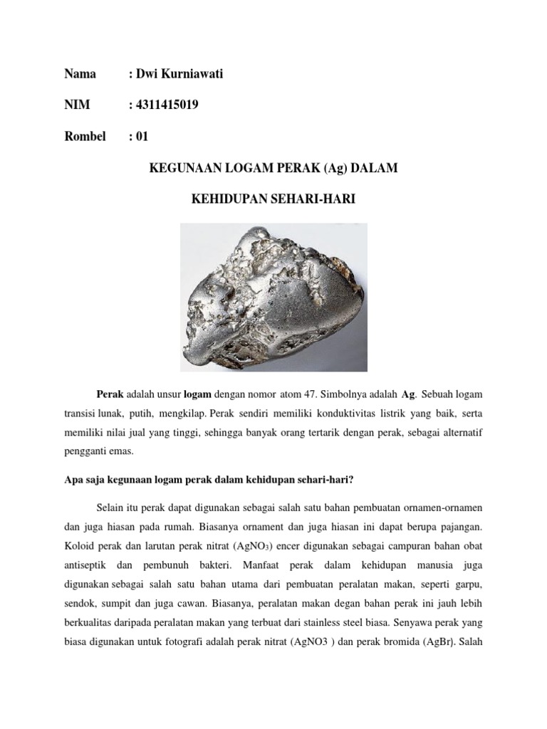 Manfaat Perak dalam Kehidupan Sehari-hari | PDF