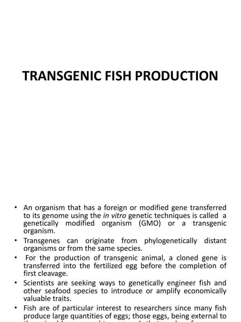 Transgenic Fish Production | PDF | Genetically Modified Organism ...