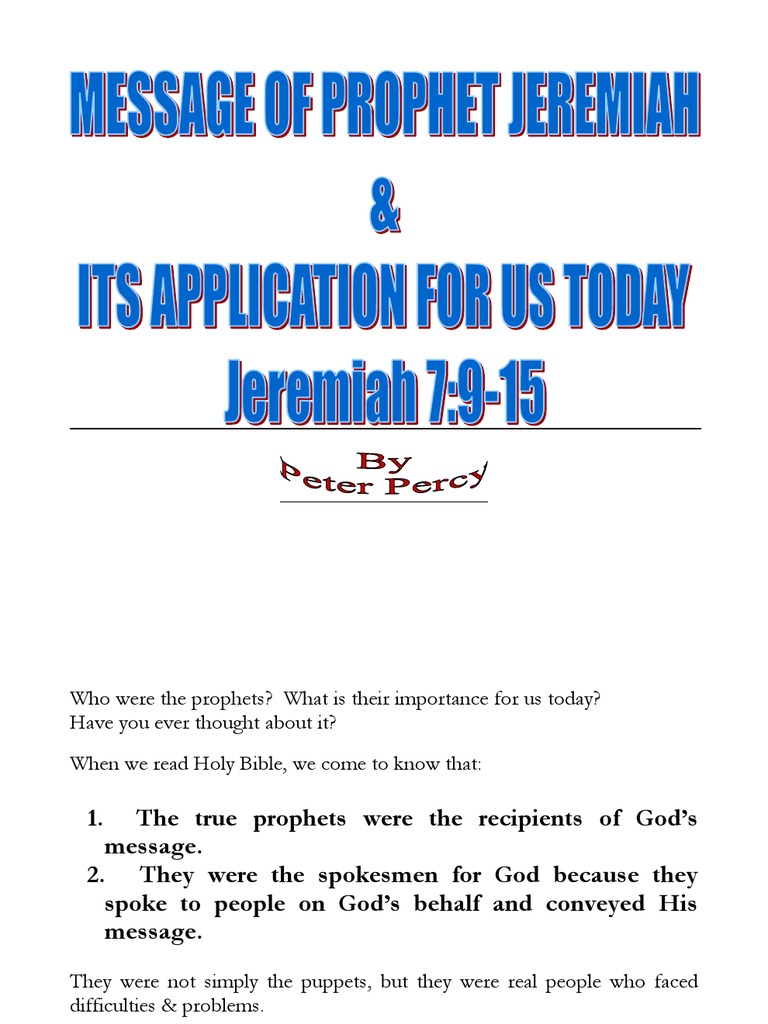 Message of Prophet Jeremiah | PDF | Prophet | Prophets And Messengers ...