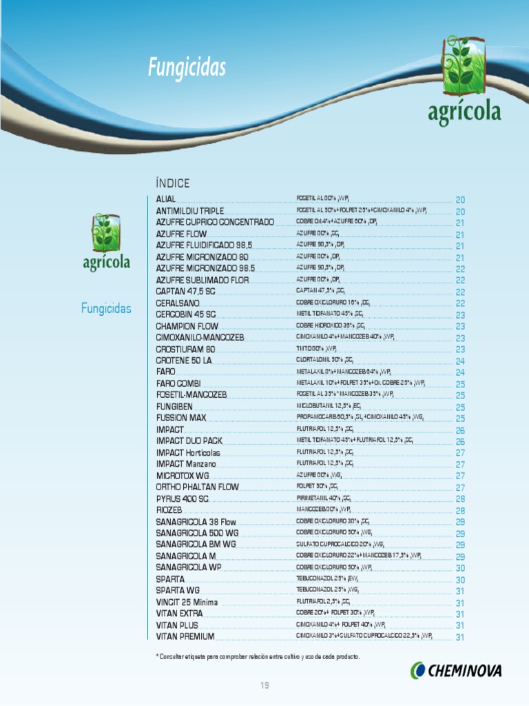 A2 - CATALOGO CHEMINOVA - Fungicidas - 1 PDF | PDF | Fungicida | Brócoli