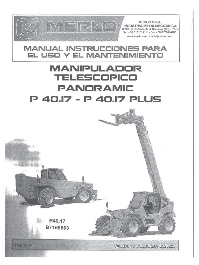 Manual Operador Telehandler Merlo p4017-1 | PDF