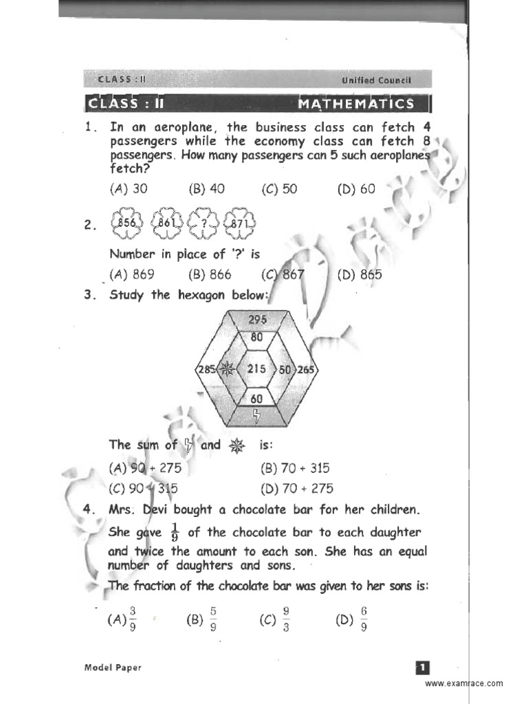 NSTSE Class 2 Model Paper | PDF | Water | Nature