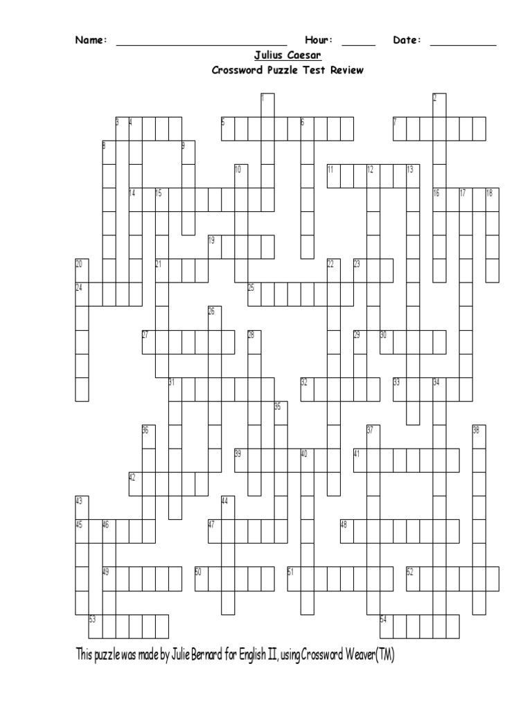 Julius Caesar Crossword Test Review | PDF
