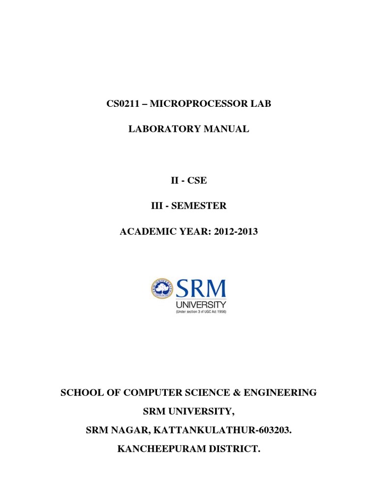 Cs0211 - Microprocessor Lab Laboratory Manual | PDF | Bit | Array Data Structure