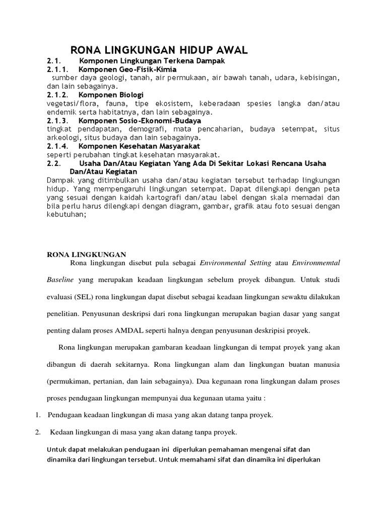 Rona Lingkungan Hidup Awal | PDF