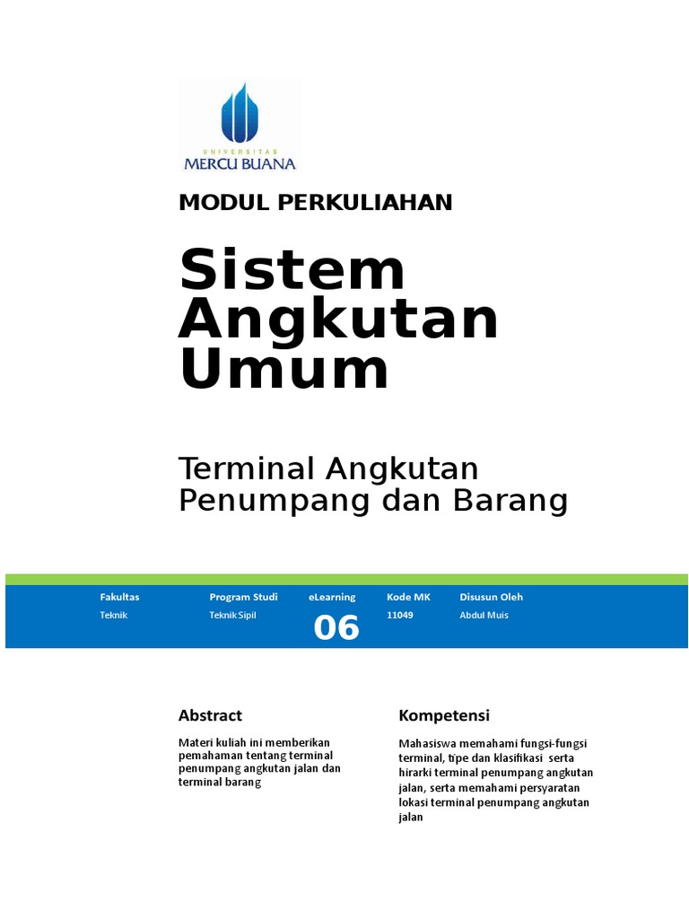 Modul m6 Terminal Angkutan Penumpang Dan Barang Format Umb | PDF | Bisnis