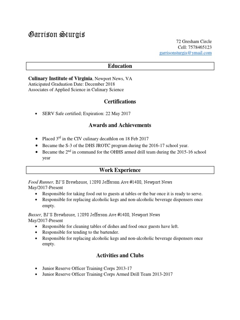 Resume First Draft | PDF