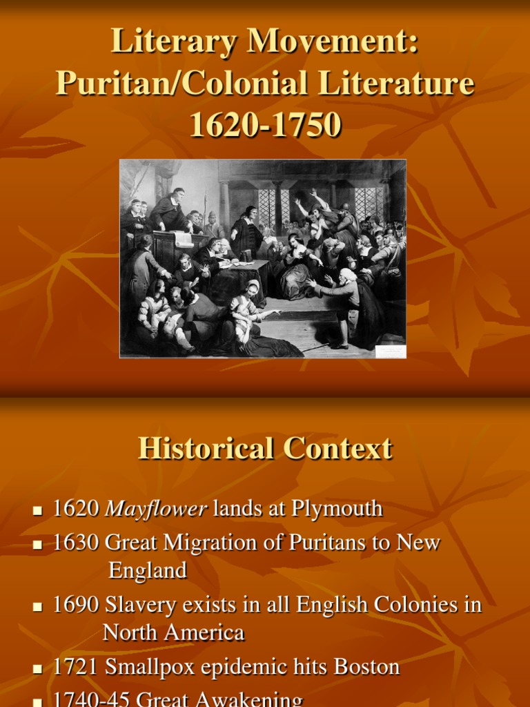 Literary Movement Puritan Colonial Literature 1620-1750 | PDF | Olaudah ...