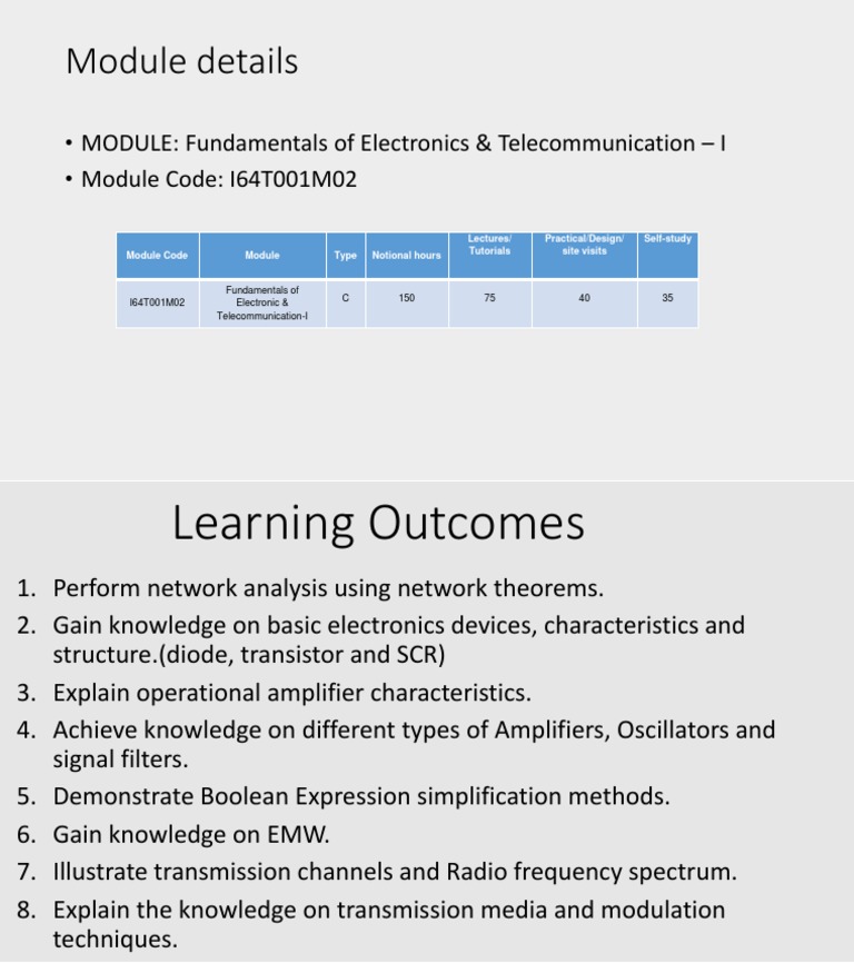 Module Details: - MODULE: Fundamentals of Electronics ...
