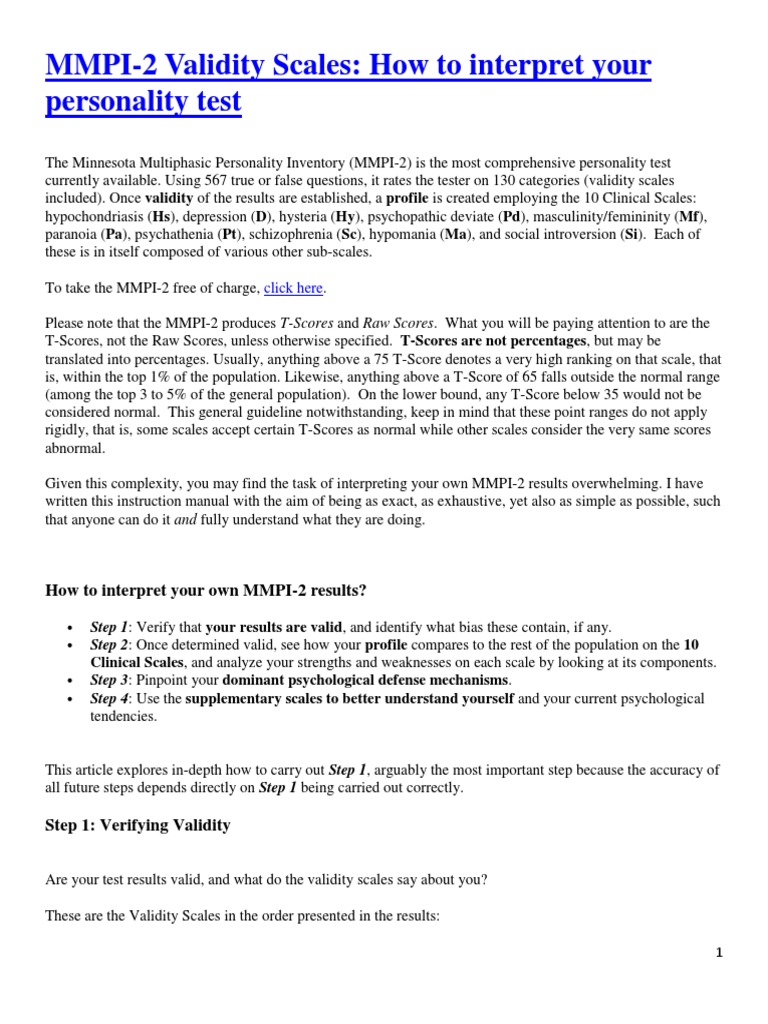 MMPI-2 Validity Scales | PDF | Applied Psychology | Psychopathology