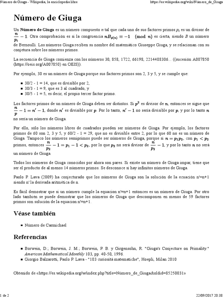 Número de Giuga | PDF | Teoría de los números | Matemática Elemental