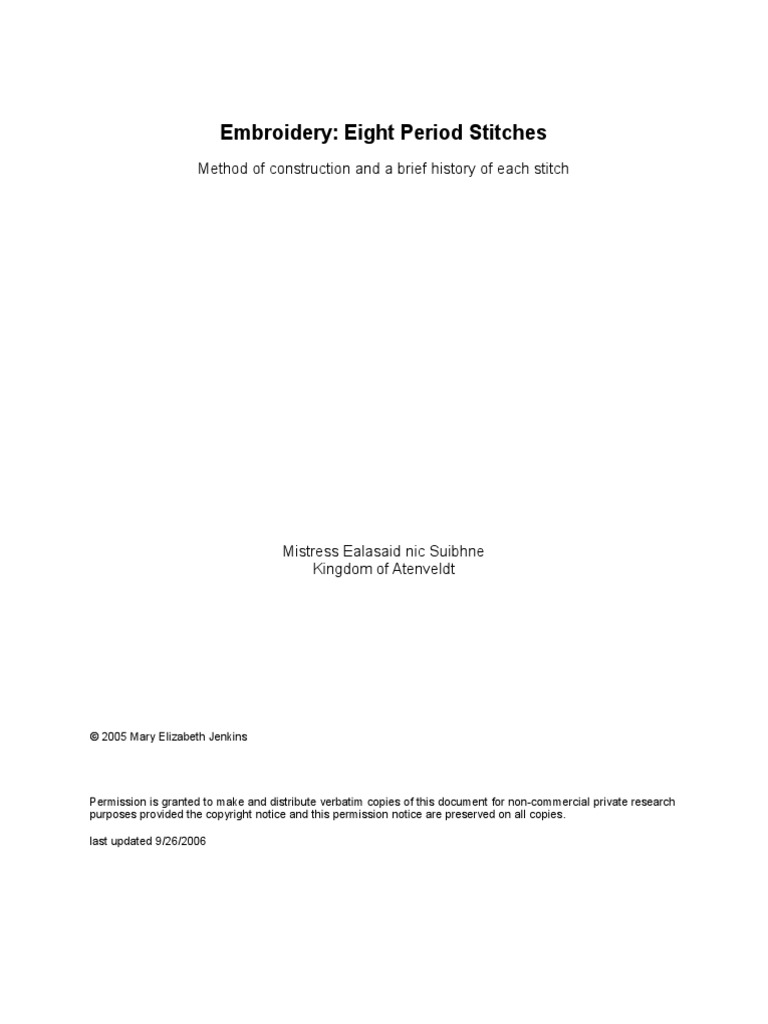 8 Period Stitches | PDF | Embroidery | Crafts