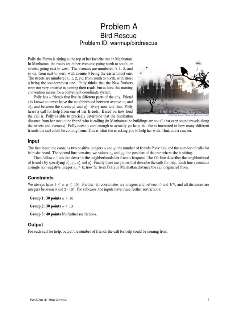 Problem A: Bird Rescue | PDF | Mathematical Concepts | Teaching Mathematics