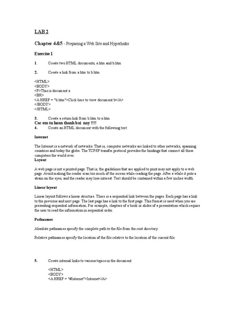 Lab 2 Chapter 4&5: Exercise 1 | PDF | Hyperlink | World Wide Web
