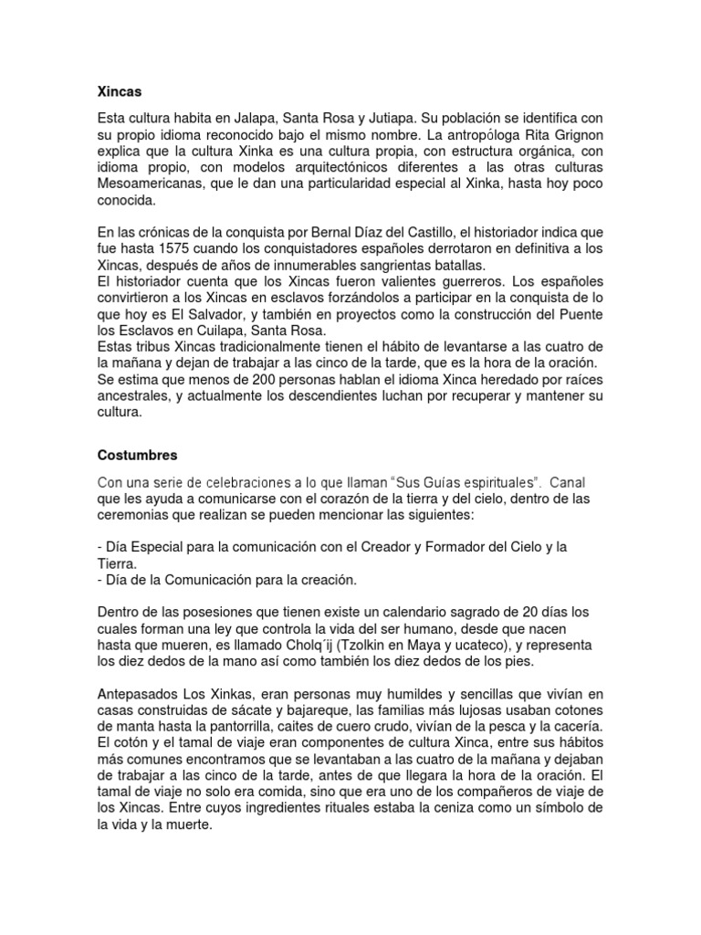 Costumbres y Tradiciones de los Xincas | PDF | Maíz | Alimentos