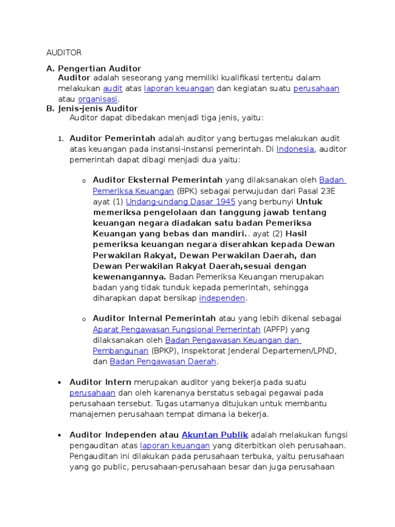 Jenis dan Peran Auditor Internal | PDF