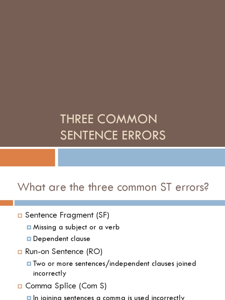 Three Common Sentence Errors | Download Free PDF | Language Mechanics ...