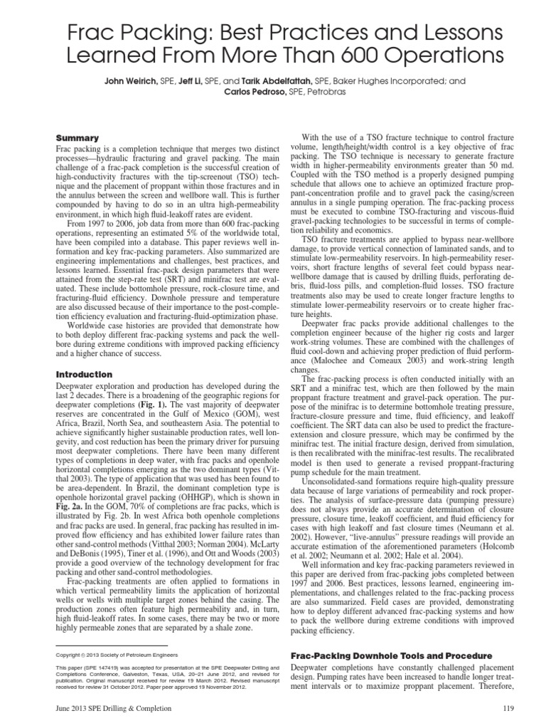 Frac Packing: Best Practices and Lessons Learned From More Than 600 ...