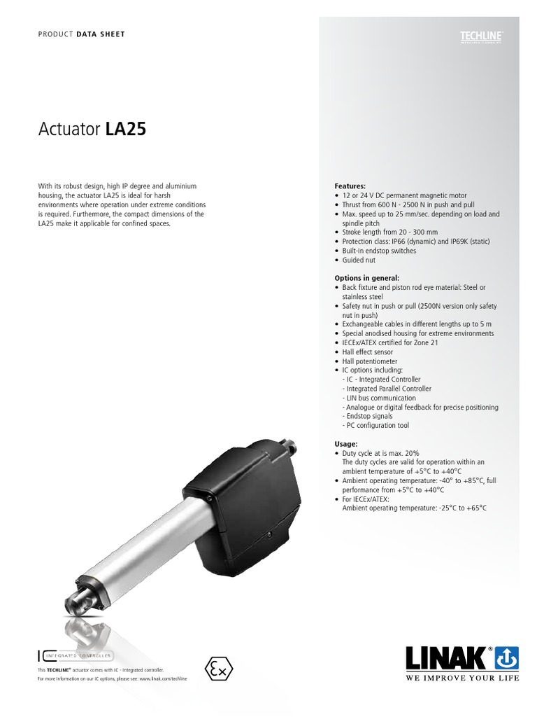 Linear Actuator La25 Data Sheet Eng | PDF | Power Supply | Feedback