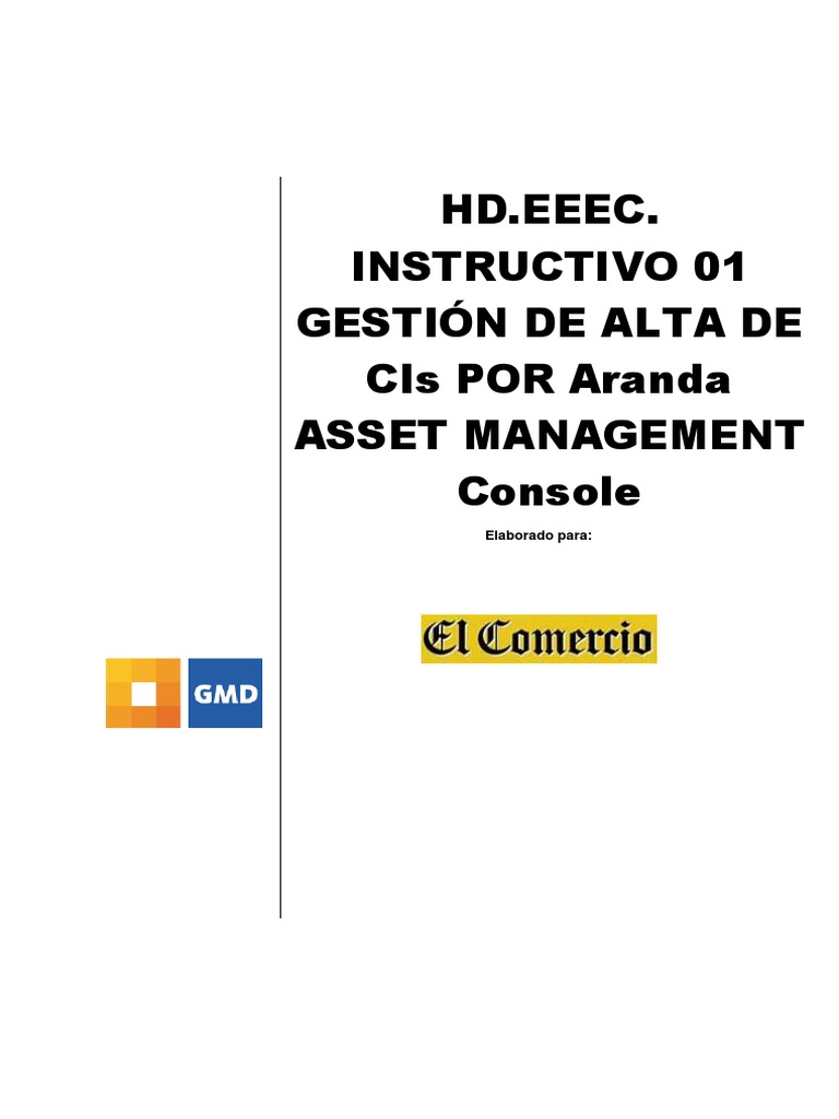HD - Eeec. Instructivo - Aranda CMDB - Gestión de Alta de Ci Por Aranda Asset Management | PDF ...