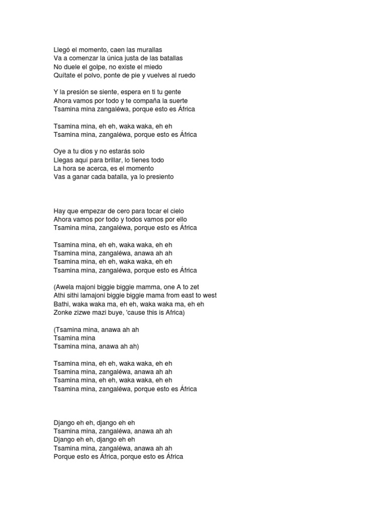 Waka Waka Letra Shakira | PDF