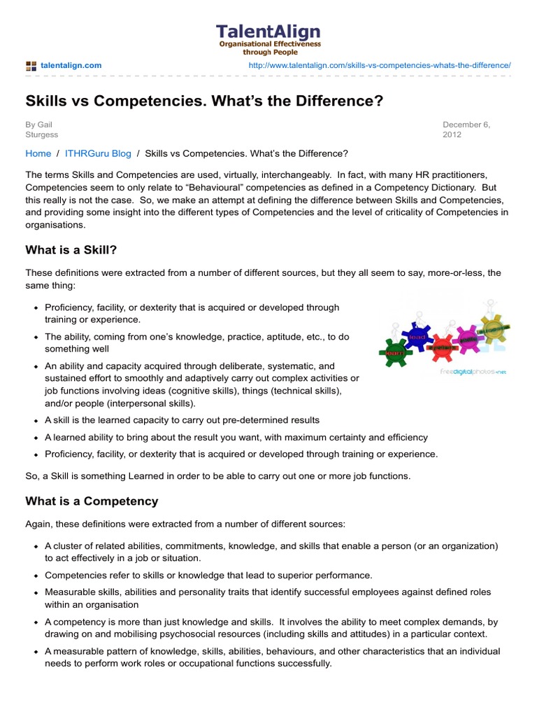 Skills Vs Competencies Whats The Difference PDF | PDF | Competence ...