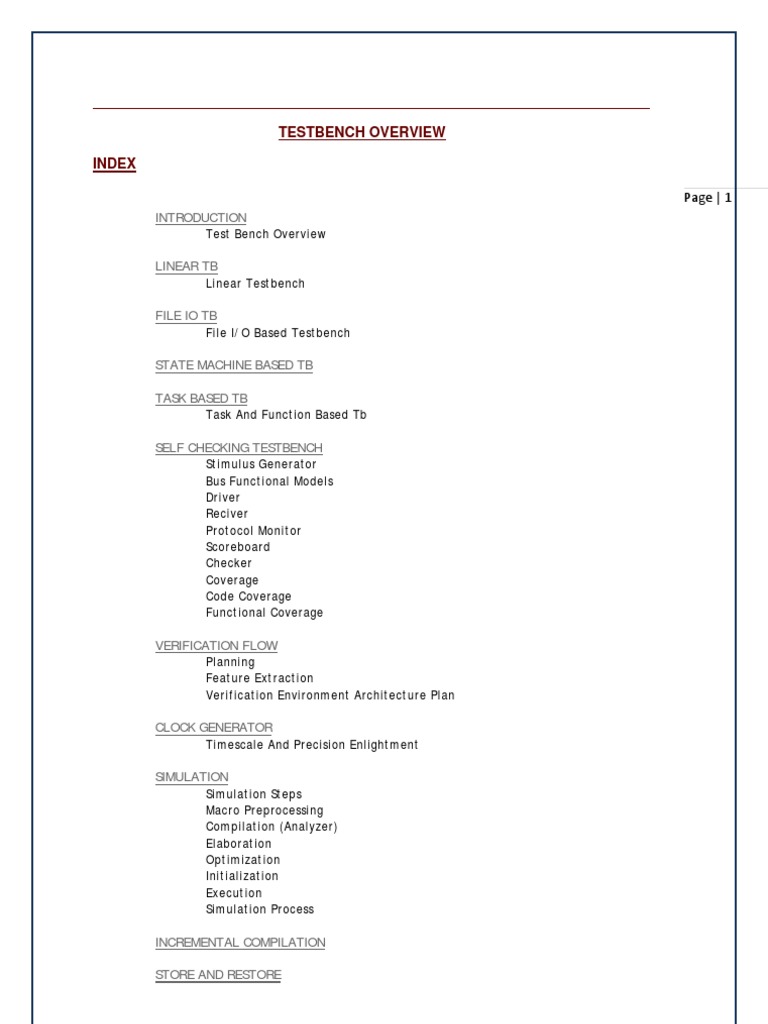 Test Bench Overview | PDF | Input/Output | Verification And Validation