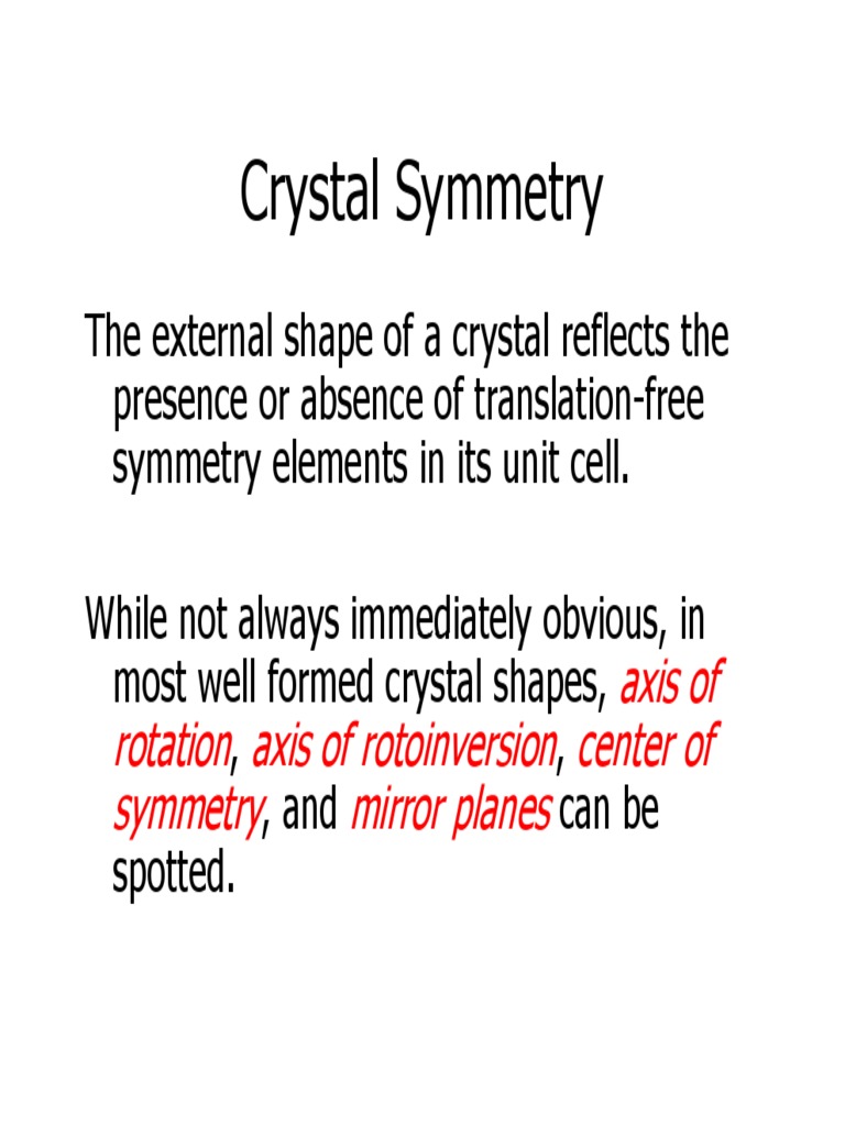 Crystal Symmetry | PDF | Crystal Structure | Crystalline Solids